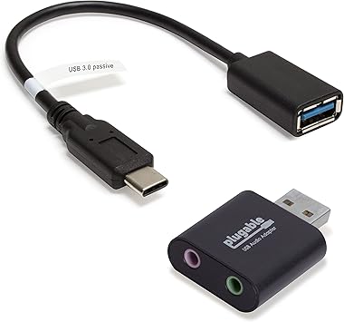 Amazon.com: Plugable USB Audio Adapter Bundle with USB C to USB Cable ...