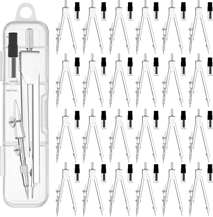 Amazon.com : 24 Pack Student Metal Compass Set for Geometry with Extra ...