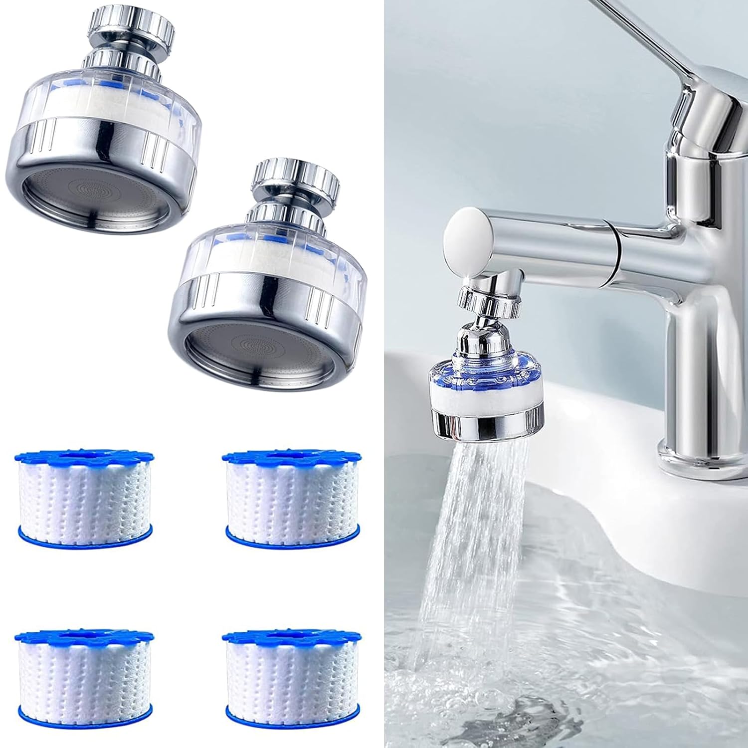 Bathroom Sink Filter Water Faucet: 360° Rotating Faucet Filters ...