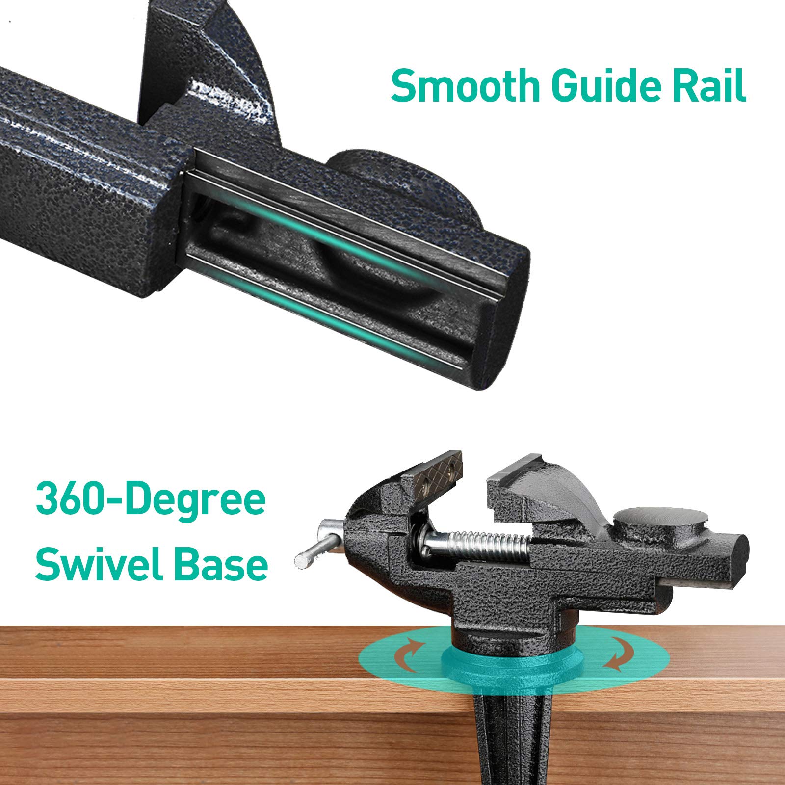 Snapklik.com : Universal 3 Inch Table Vise, 360 Rotating Swivel Base ...