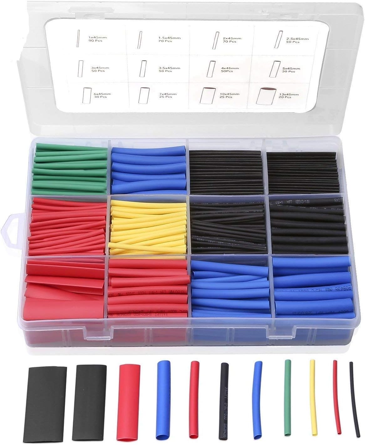 REES52® 560PCS Heat Shrink Tubing 2:1, Electrical Wire Cable Wrap ...