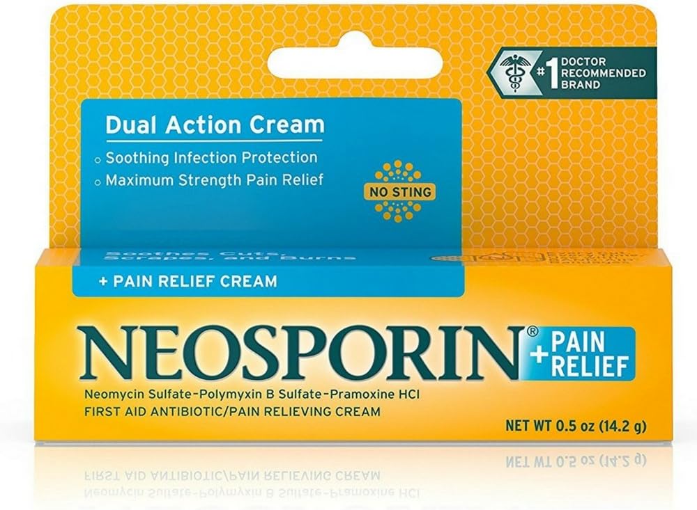 Amazon.com: Neosporin + Pain Relief Dual Action Cream, .5 Oz : Health ...