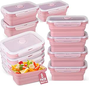 Mifoci Set of 8 Silicone Collapsible Food Storage Containers 17 oz ...