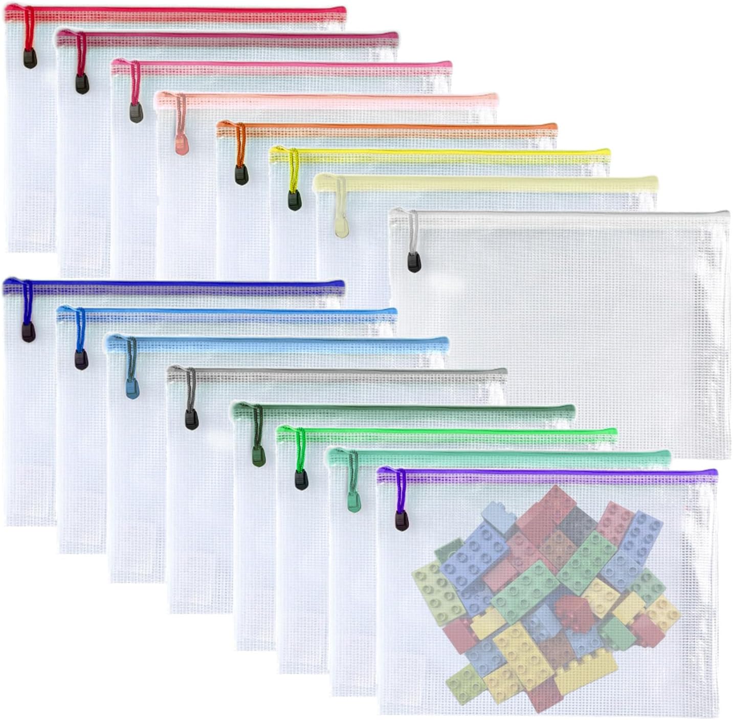 Amazon.com : Oaimyy-16Pcs, Mesh Zipper Pouch Document Folders Bag ...