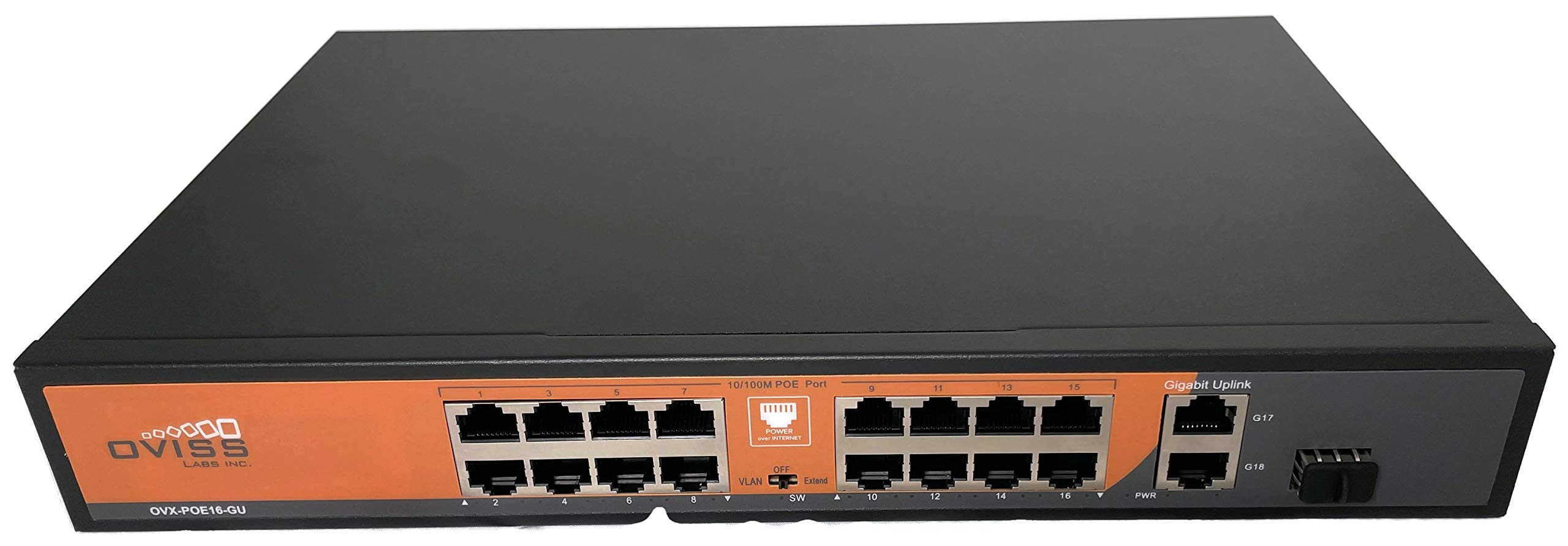 Buy OVISS 16 Port POE Switch Gigabit Uplink Upto 800ft - 300w - 802.3af ...