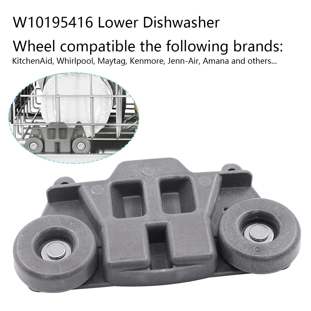 Snapklik.com : APEX Dishwasher Premium Wheels Lower Rack W10195416 For ...