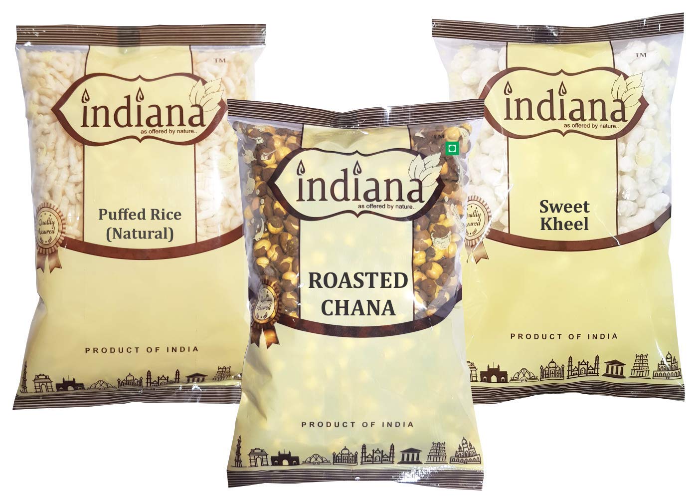 Indiana Roasted Chana 250g, Kheel 250g, Murmura 100g (Pack of 3 ...