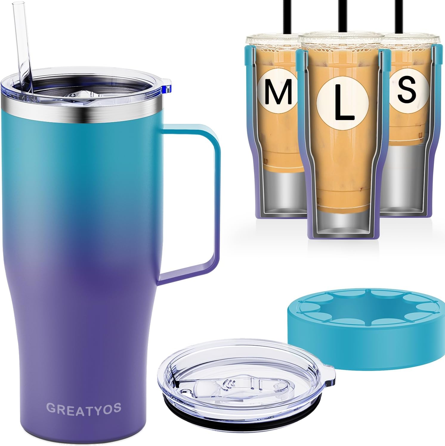 Amazon.com: Universal Iced Coffee Sleeve with Handle - Insulated Double ...