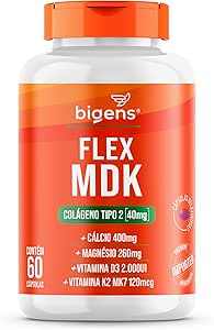 Flex MDK Colágeno tipo 2, Cálcio, Magnésio, Vitamina D3, K2 MK7, 60 ...
