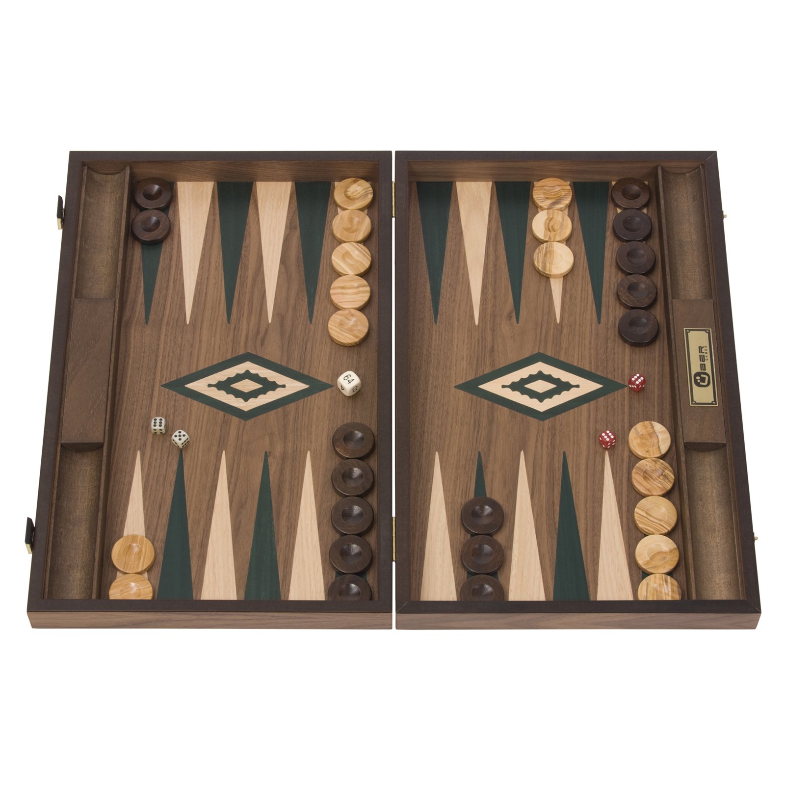 Buy Green Uber Walnut Backgammon Set - Fantastic Quality Foldable ...