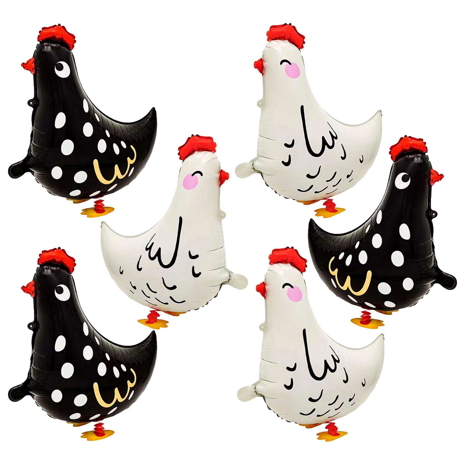 Amazon.com: 6pcs Chicken Balloons,White And Black Chicken Walking Farm ...
