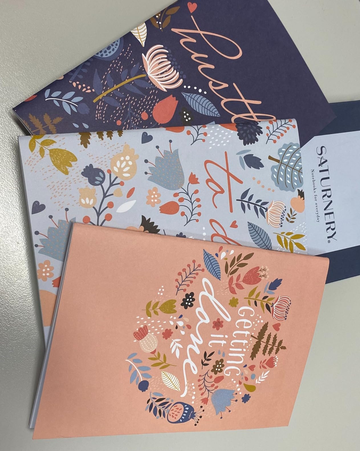 Saturnery Lined Journal Notebook Set of 3 - Pretty Floral Notebook, A5 ...