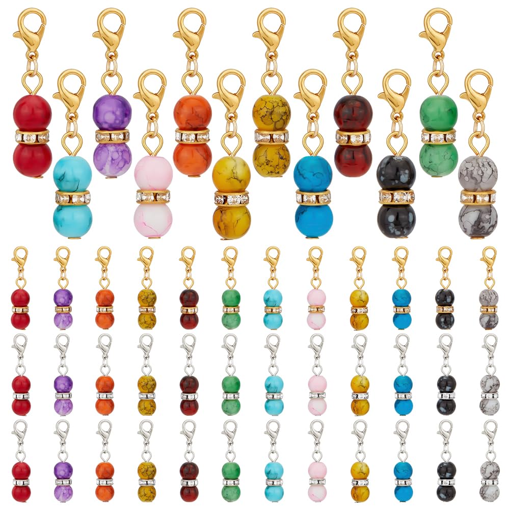 Amazon.com: PH PandaHall 48pcs 12 Colors Round Bead Dangle Charms 1.3 ...
