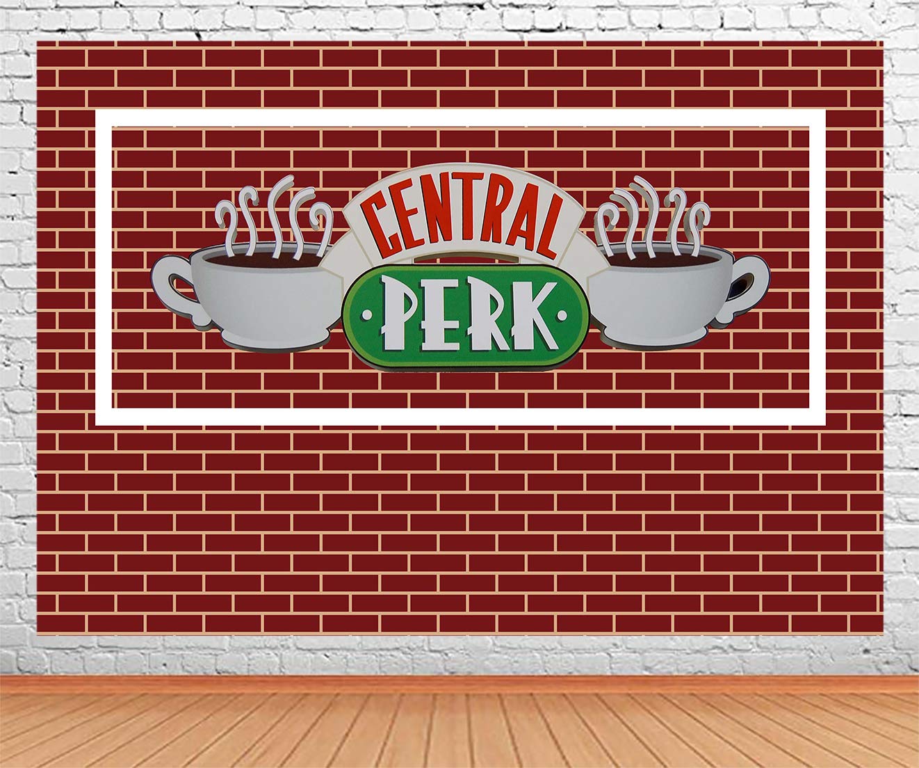 Buy Central Perk Friends Theme Party Backdrop, Red Brick Wall Cafe Shop ...