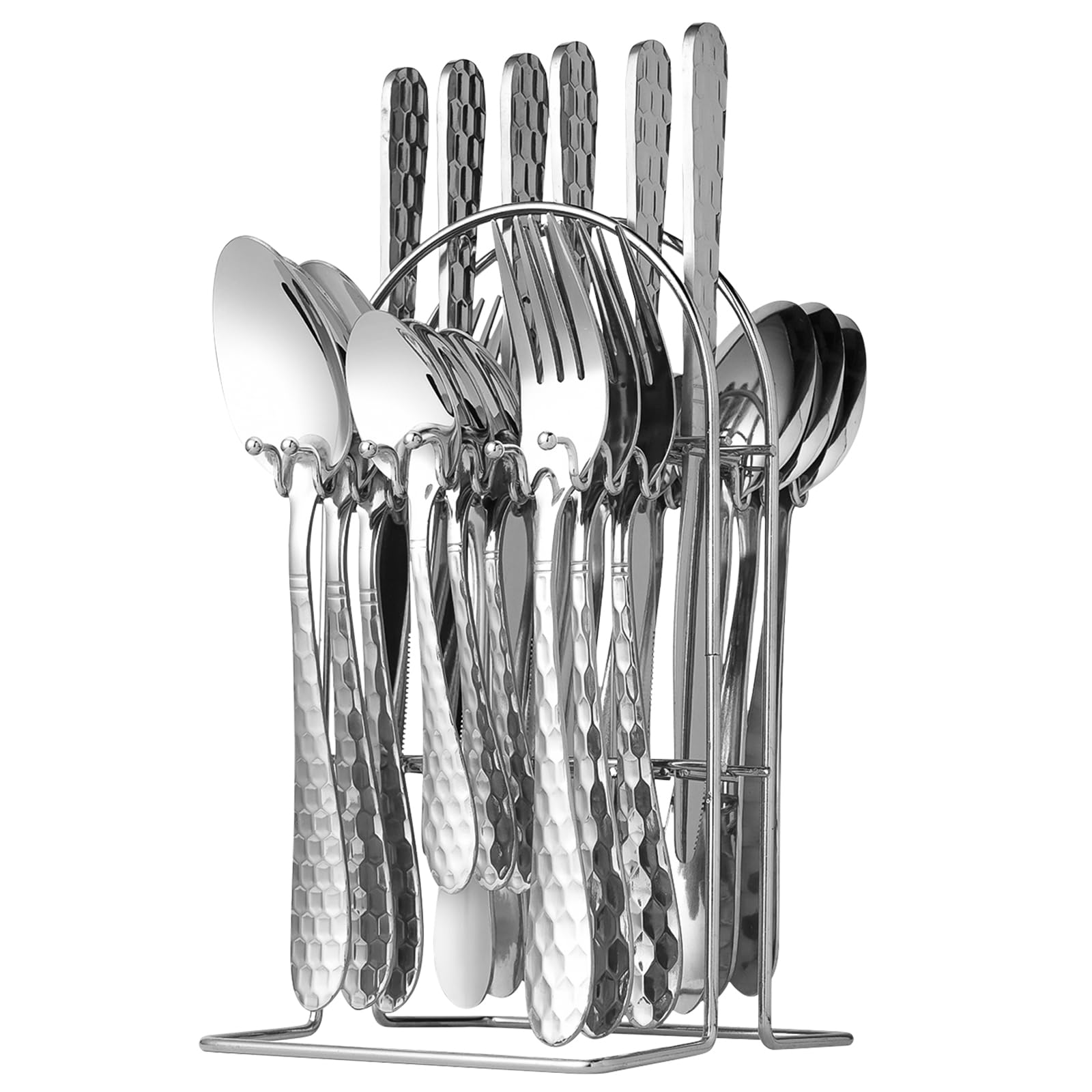 Amazon.com: 24 Piece Silverware Set with Hanging holder,Stainless Steel ...