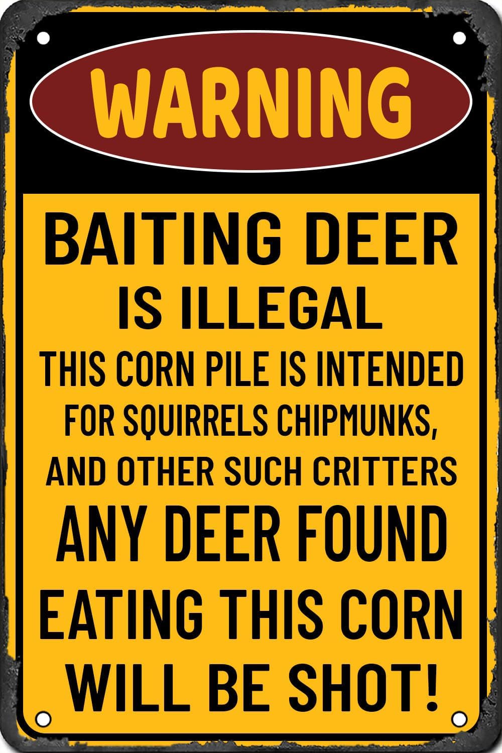 Amazon.com: Warning Baiting Deer is Illegal Vintage Metal Tin Sign ...
