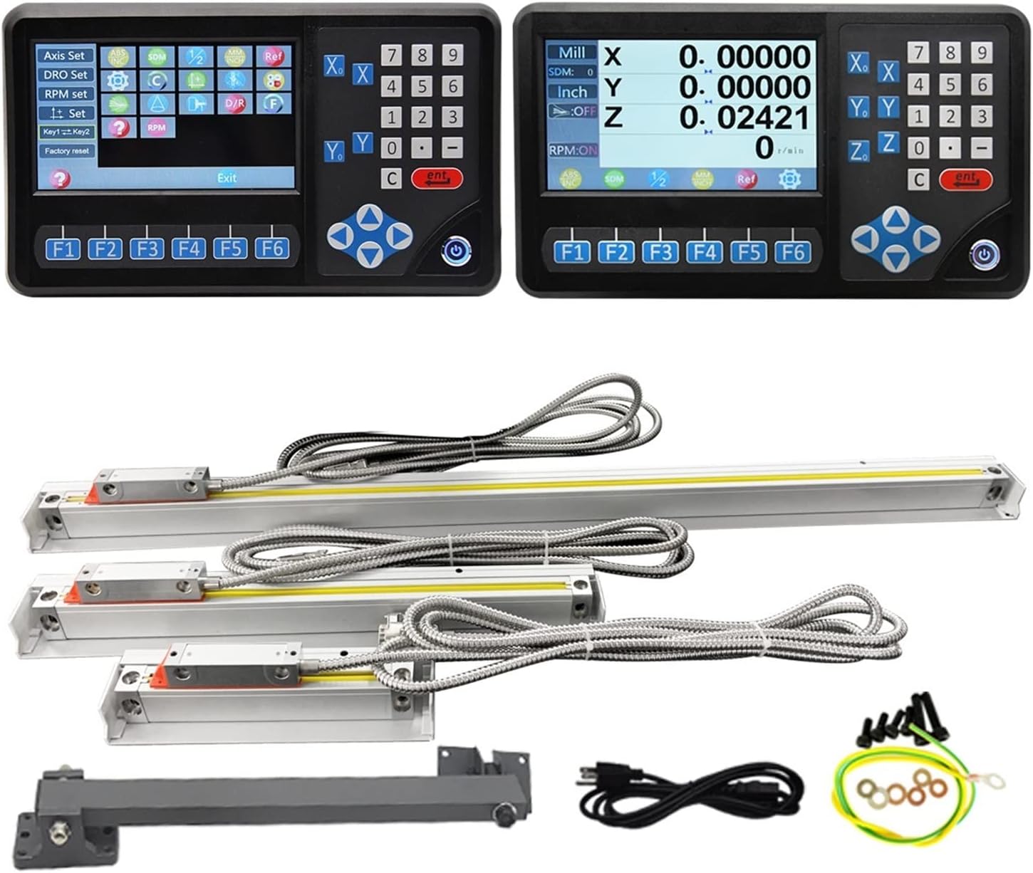 Linear Scale, DRO D80 3 Axis /2 Axis LCD Digital Readout Display RPM ...
