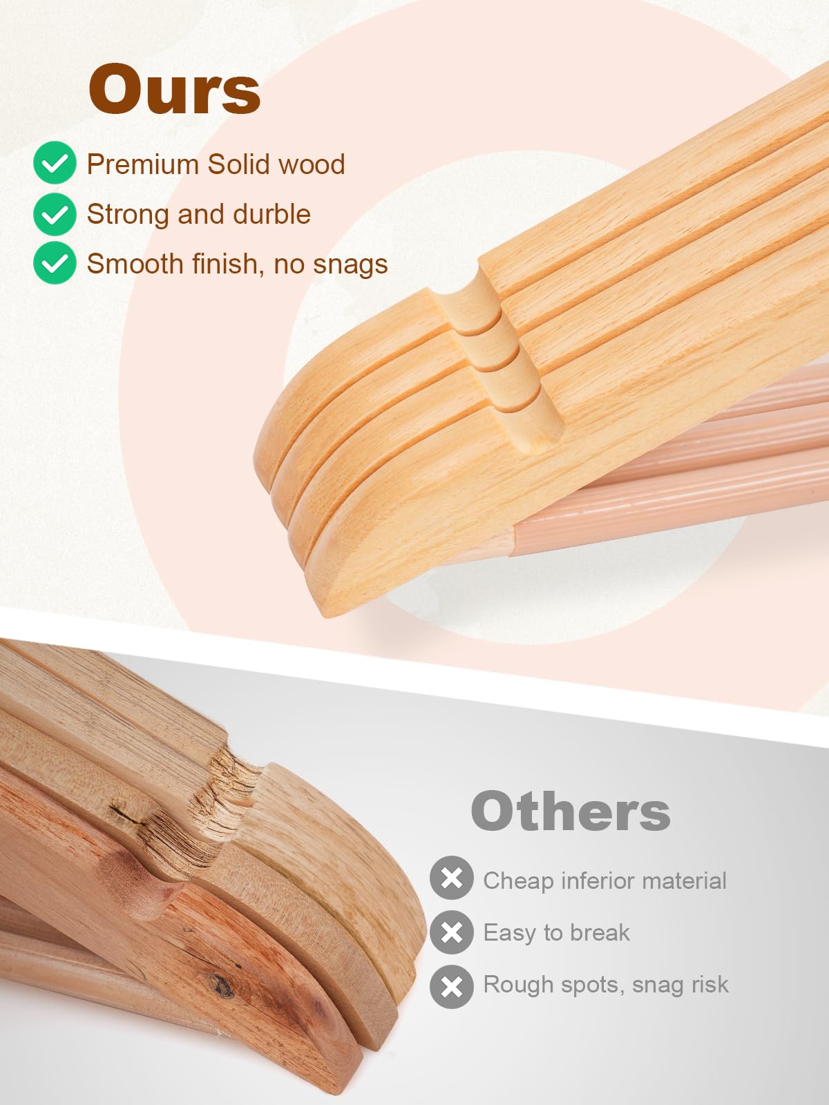 Snapklik.com : HOUSE DAY Wooden Hangers 10 Pack, Solid Wood Hanger