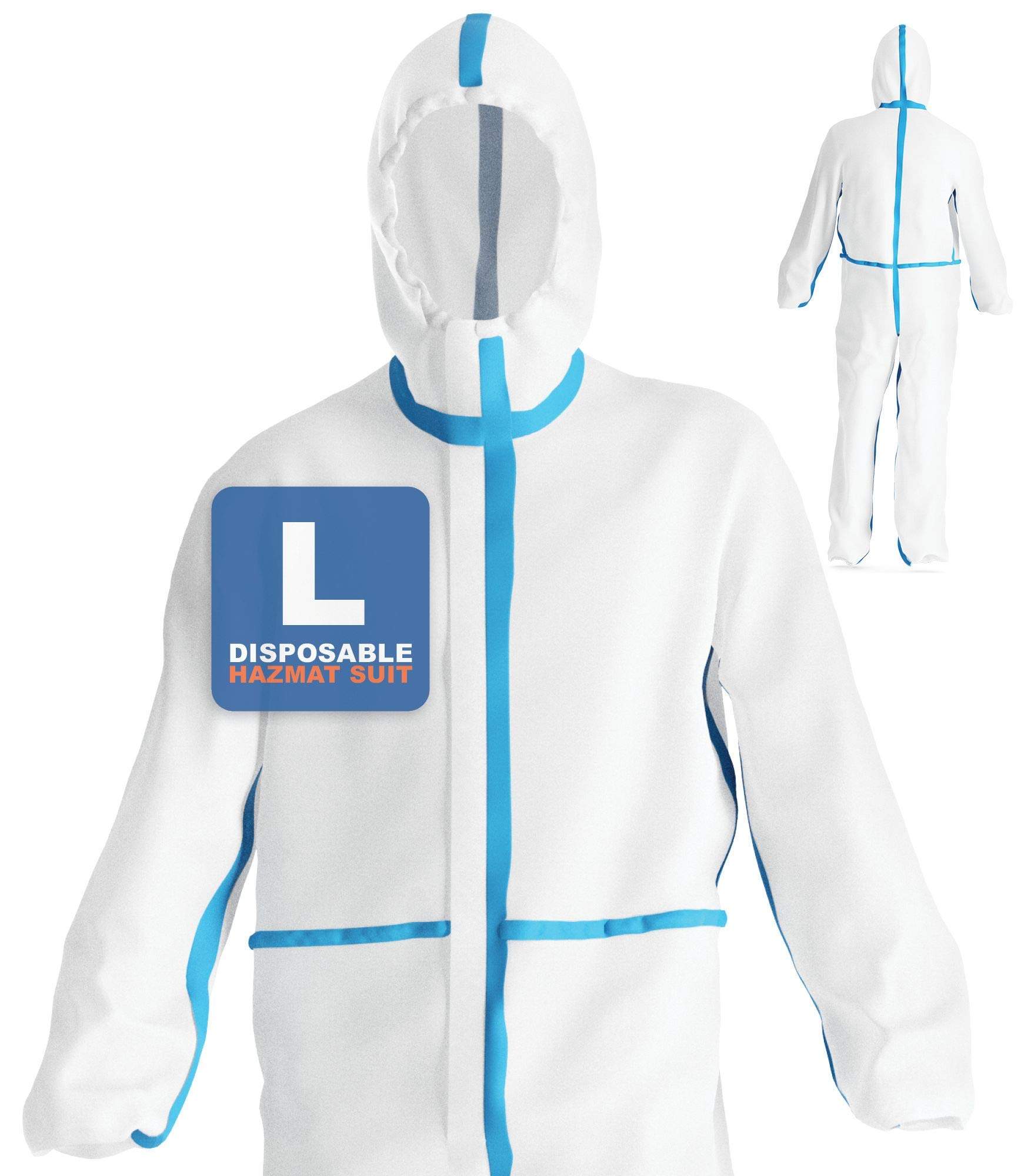 Buy Disposable Hazmat Coverall Suit - Full Body Protective Isolation ...