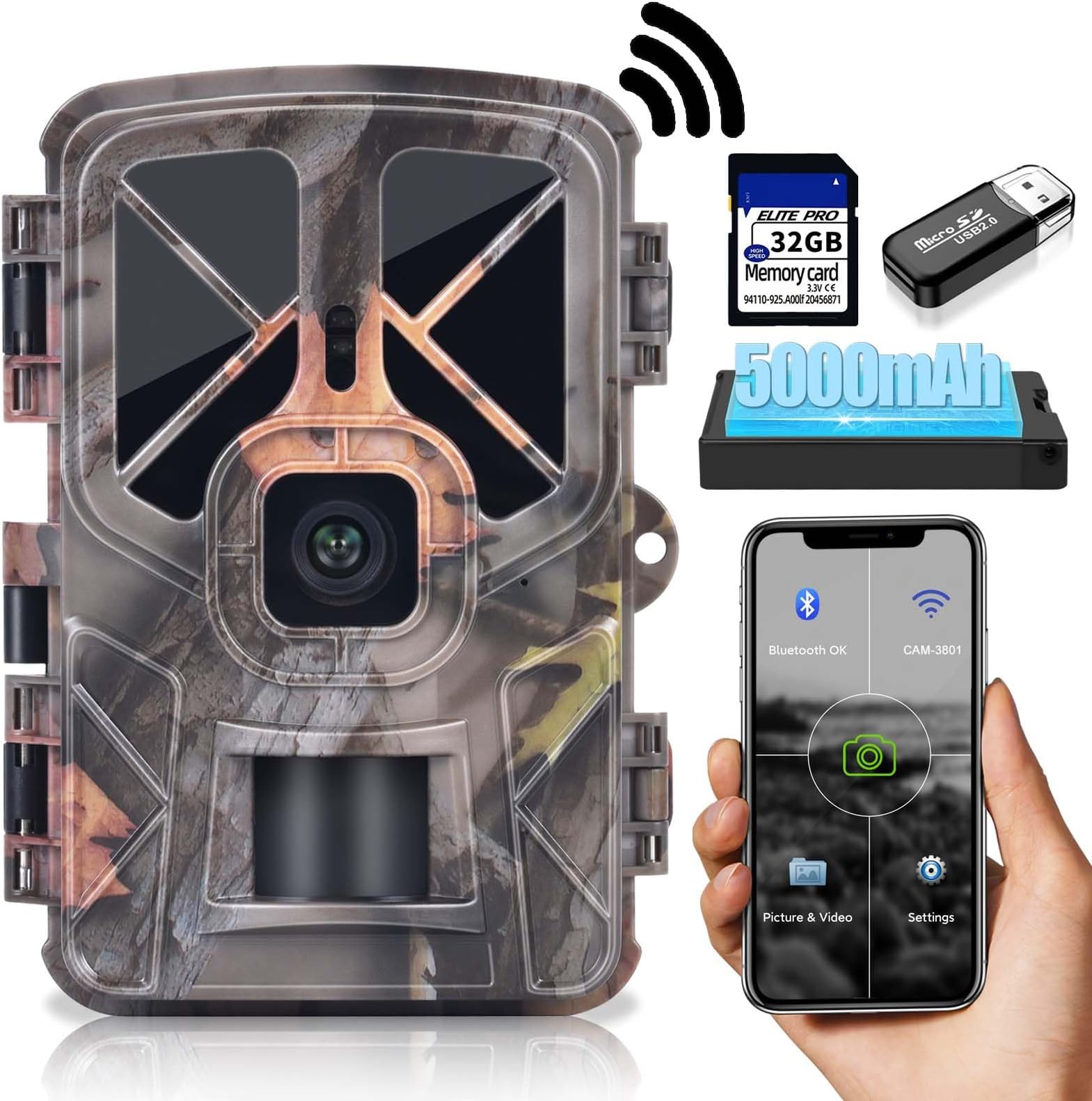 RecorCam Caméra de Chasse 4K/30fps 36MP, Camera de Chasse WiFi ...