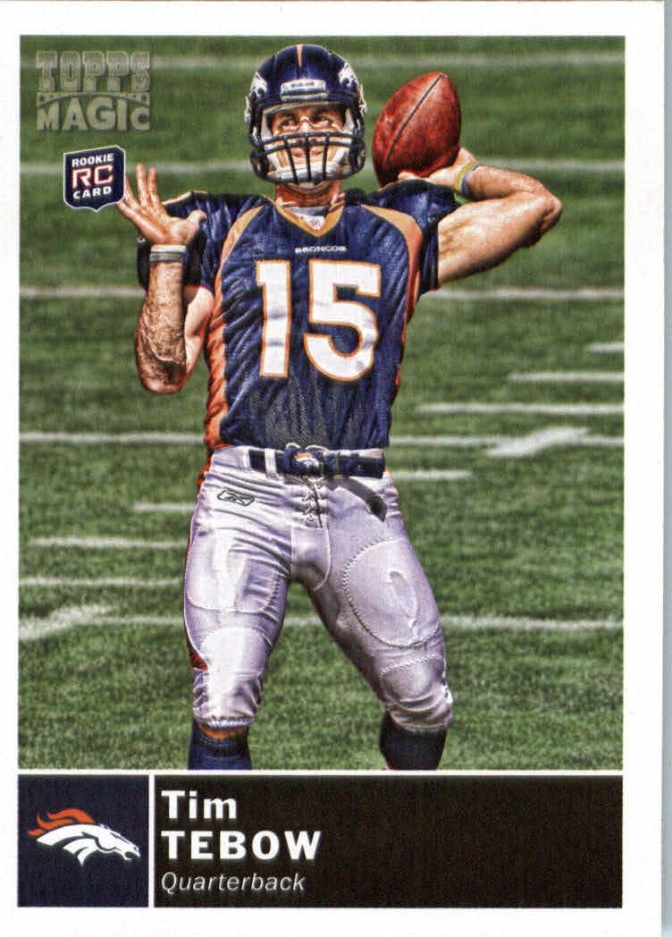 Amazon.com : 2010 Topps Magic Football Card # 25 Tim Tebow RC - Denver ...