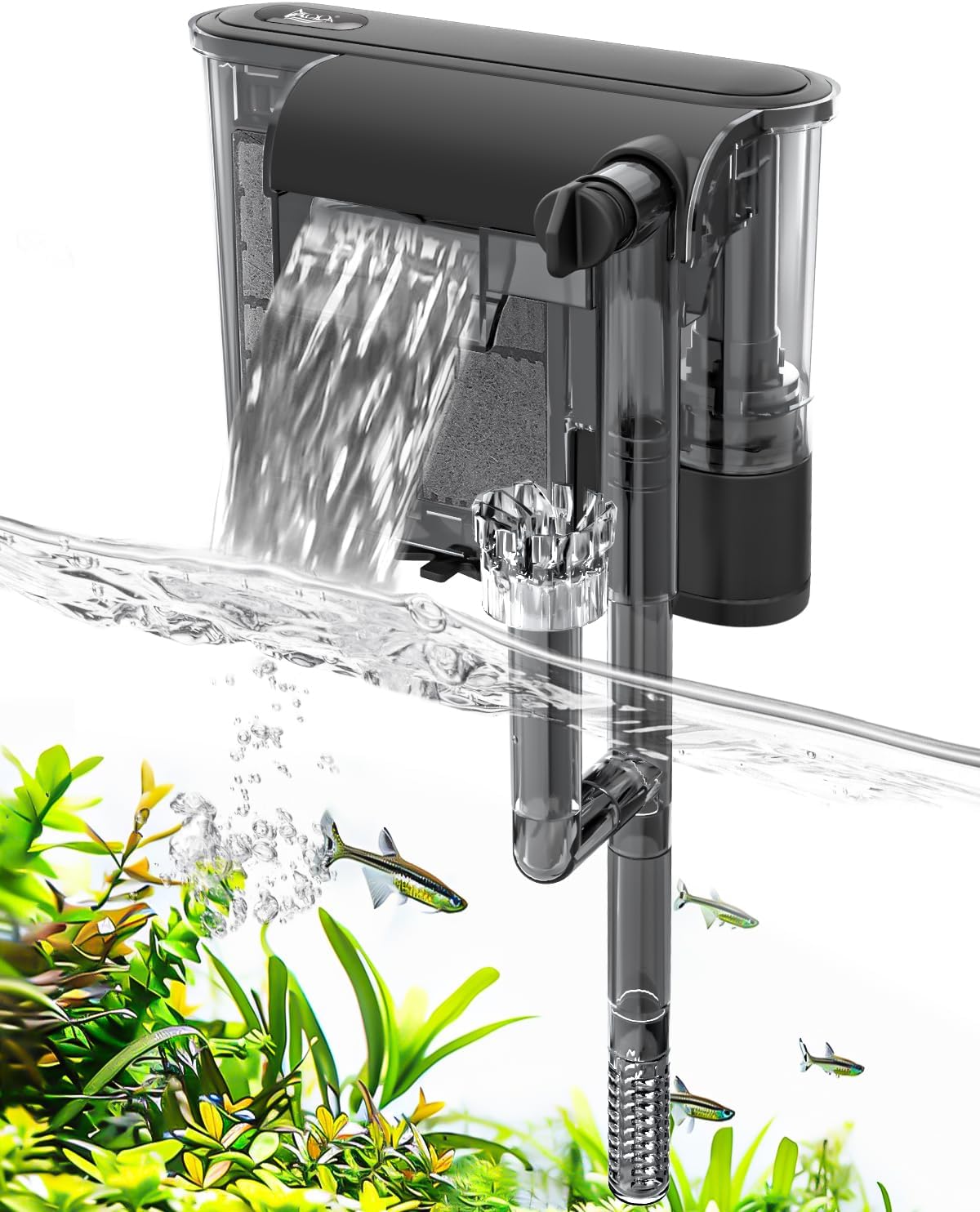 Amazon.com : AQQA Hang On Back Aquarium Filter, Upgrade Activated ...