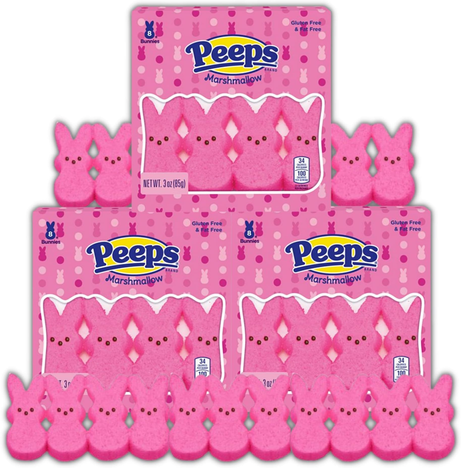 Amazon.com : Peeps Marshmallow Candy Pink Bunnies, Original Flavored ...