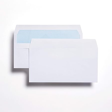 Indigo DL White Peel & Seal Envelopes 100gsm Pack of 100: 110 x 220 ...
