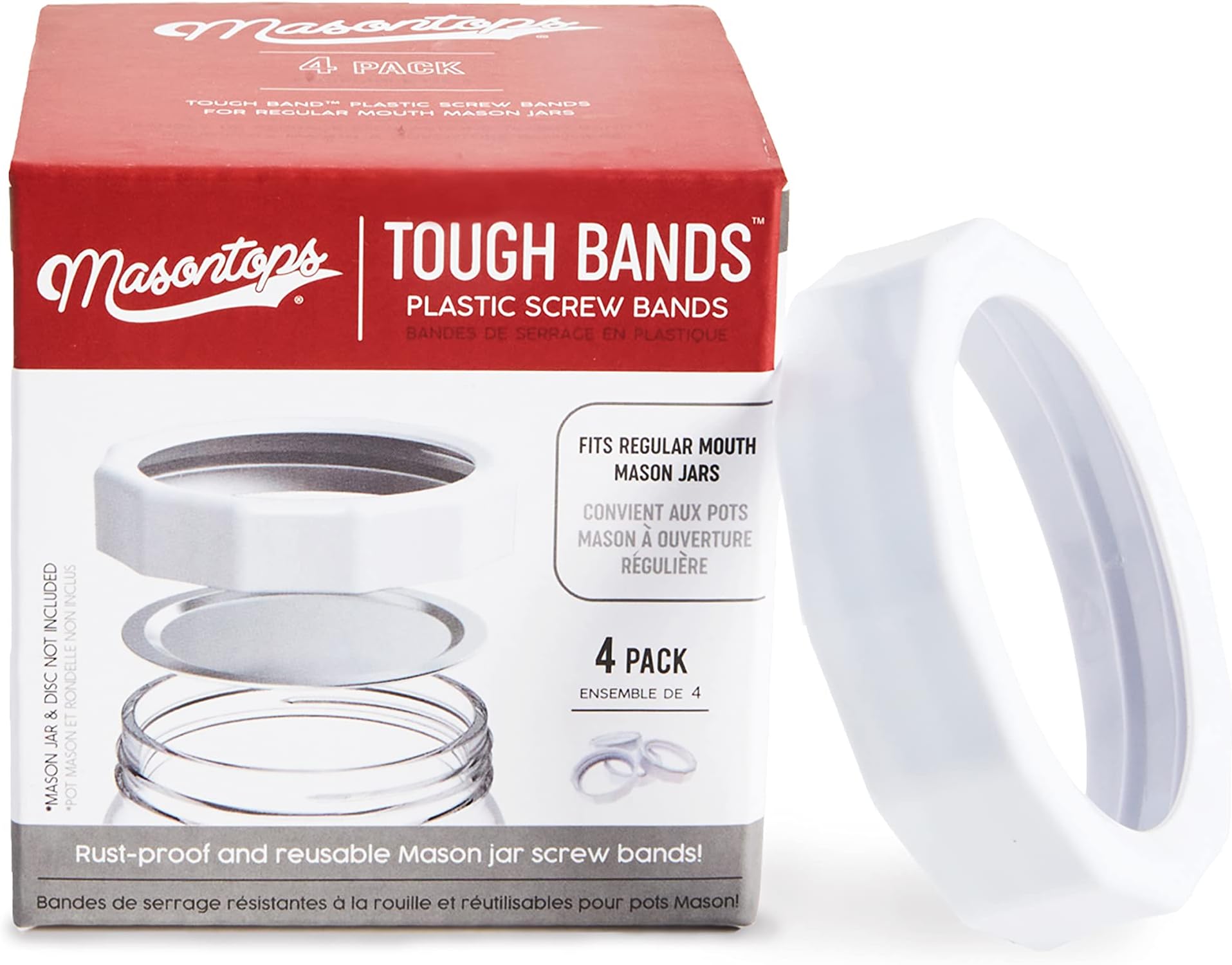 Amazon.com: Masontops Tough Band - Wide Mouth Mason Jar Screw Bands ...