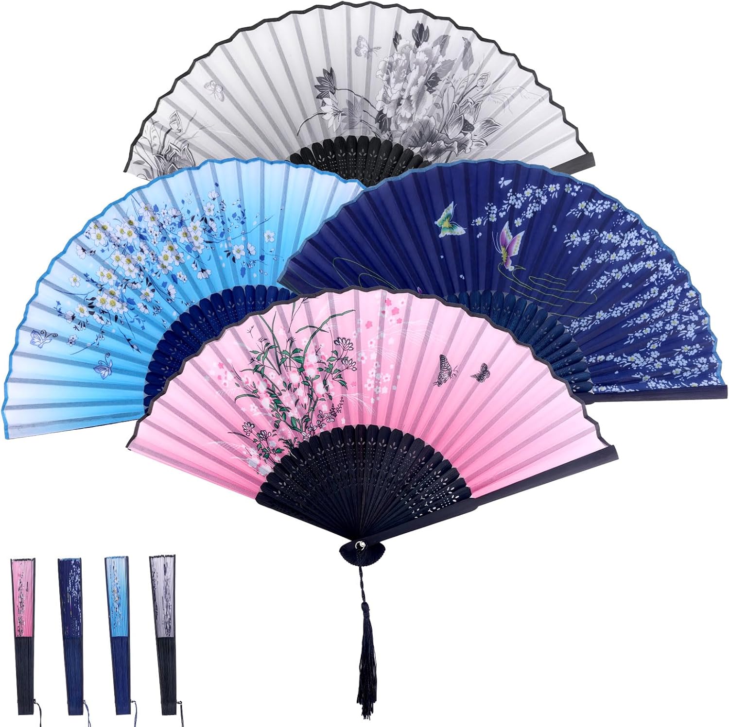 Amazon.com: BOXOB 4pcs Fans for Line Dancing, Foldable Wood Hand Fans ...