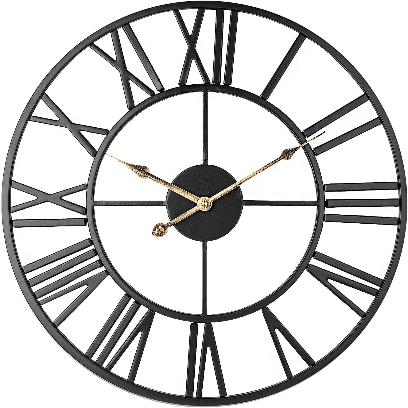 SEJU 60cm Large Metal Wall Clocks, Silent Non Ticking Vintage Retro ...