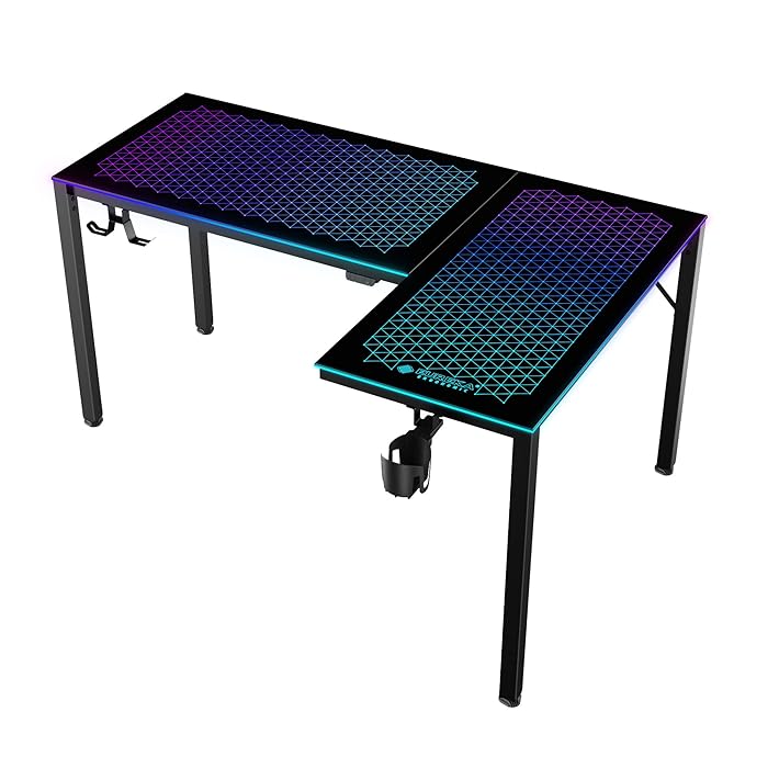 Buy EUREKA ERGONOMIC Gaming Desk 152.4cm L-Shaped RGB LED Computer ...