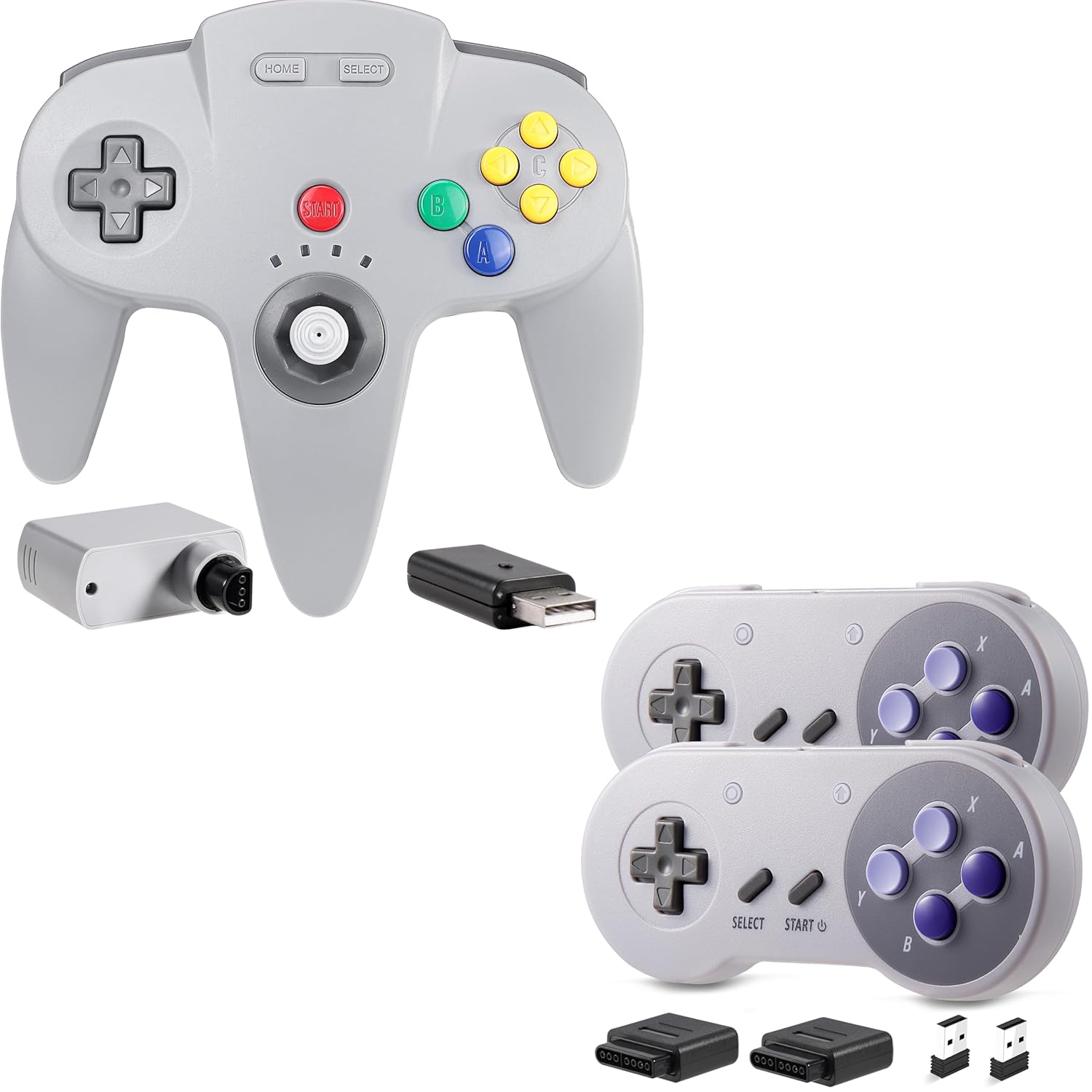 Amazon.com: 2.4 GHz Wireless N64 Switch Controller + Wireless SNES ...
