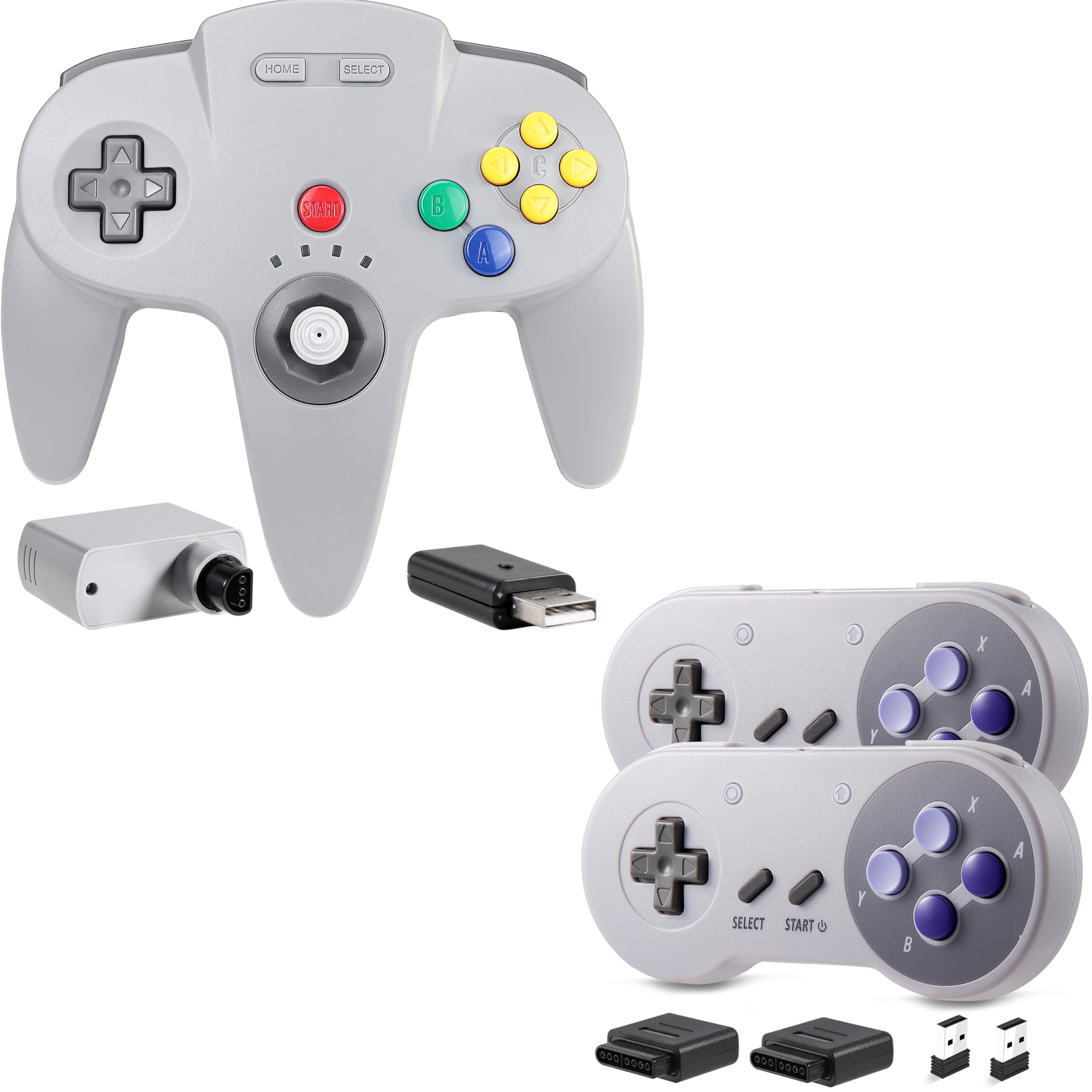 Amazon.com: 2.4 GHz Wireless N64 Switch Controller + Wireless SNES ...