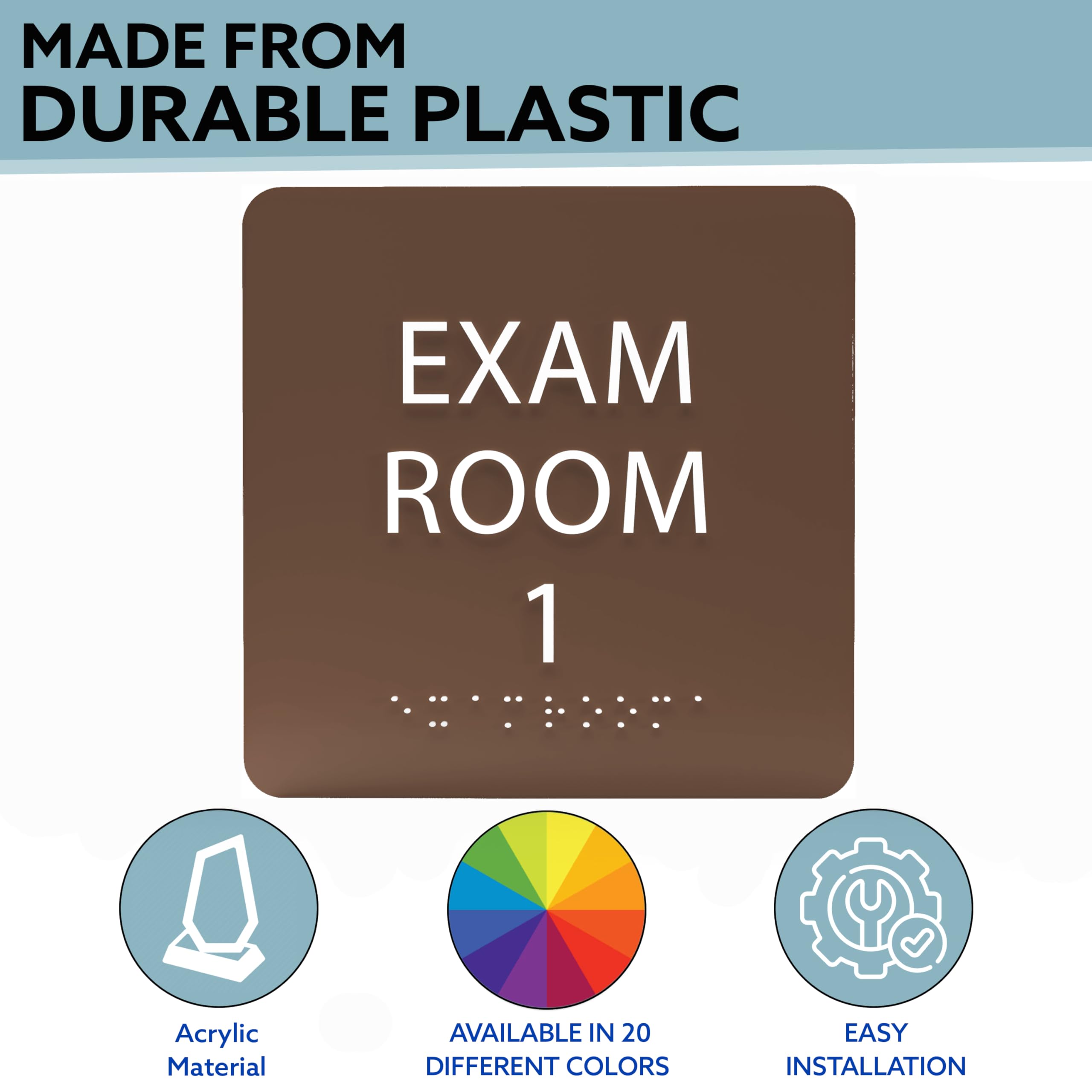Room Sign Set Of 5 Exam Room Door Signs With Braille & Tactile Numbers ...