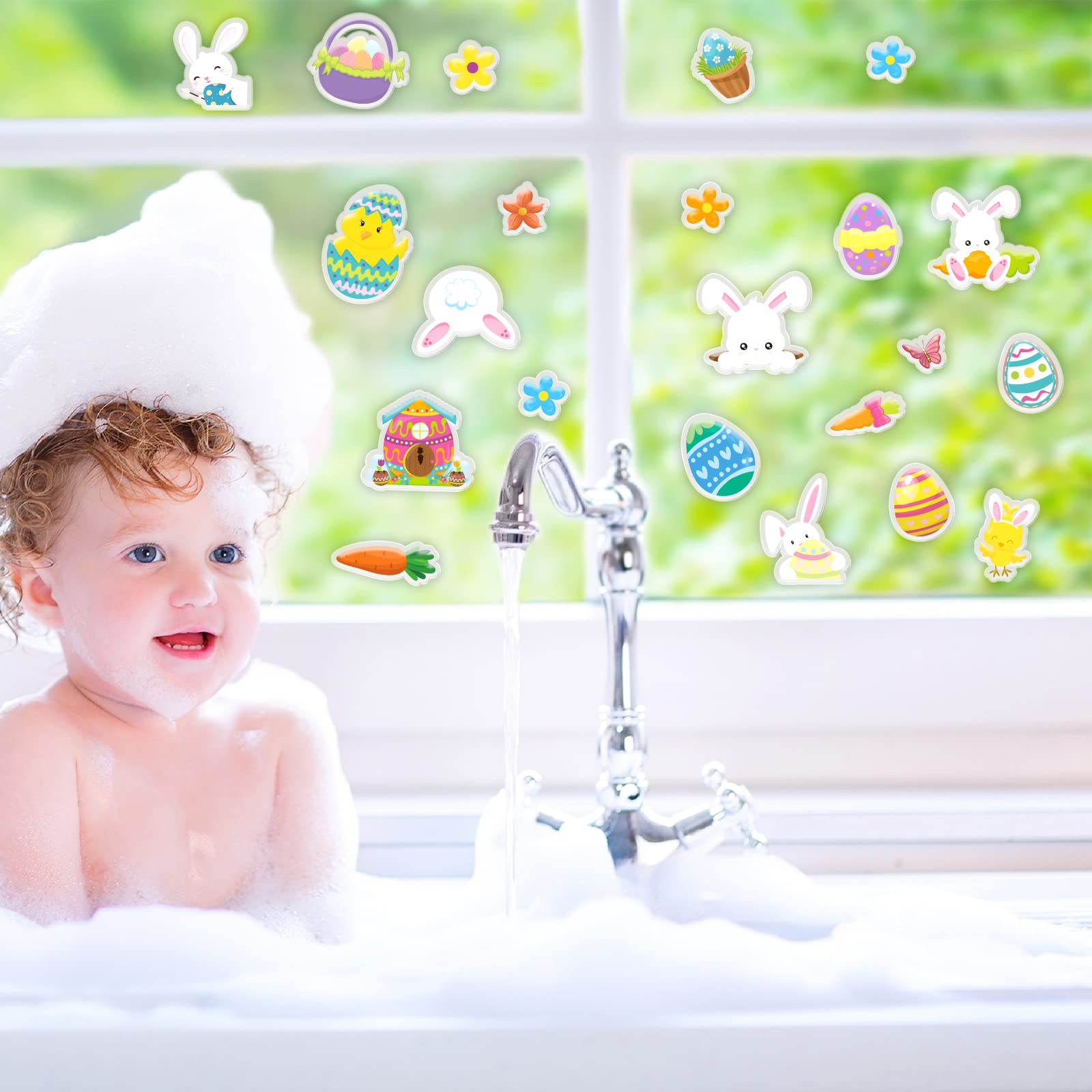 Snapklik.com : Multicolor Easter Thick Gel Clings, Vinyl Window Decals ...