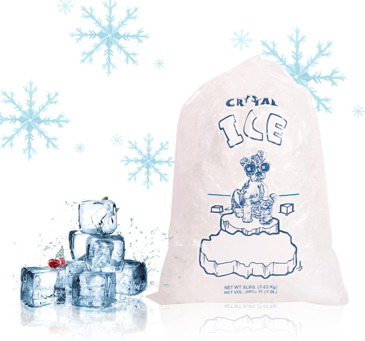 Amazon.com: 100 Pack Commercial Plastic Ice Bags, 8lb Plastic Ice Bags ...