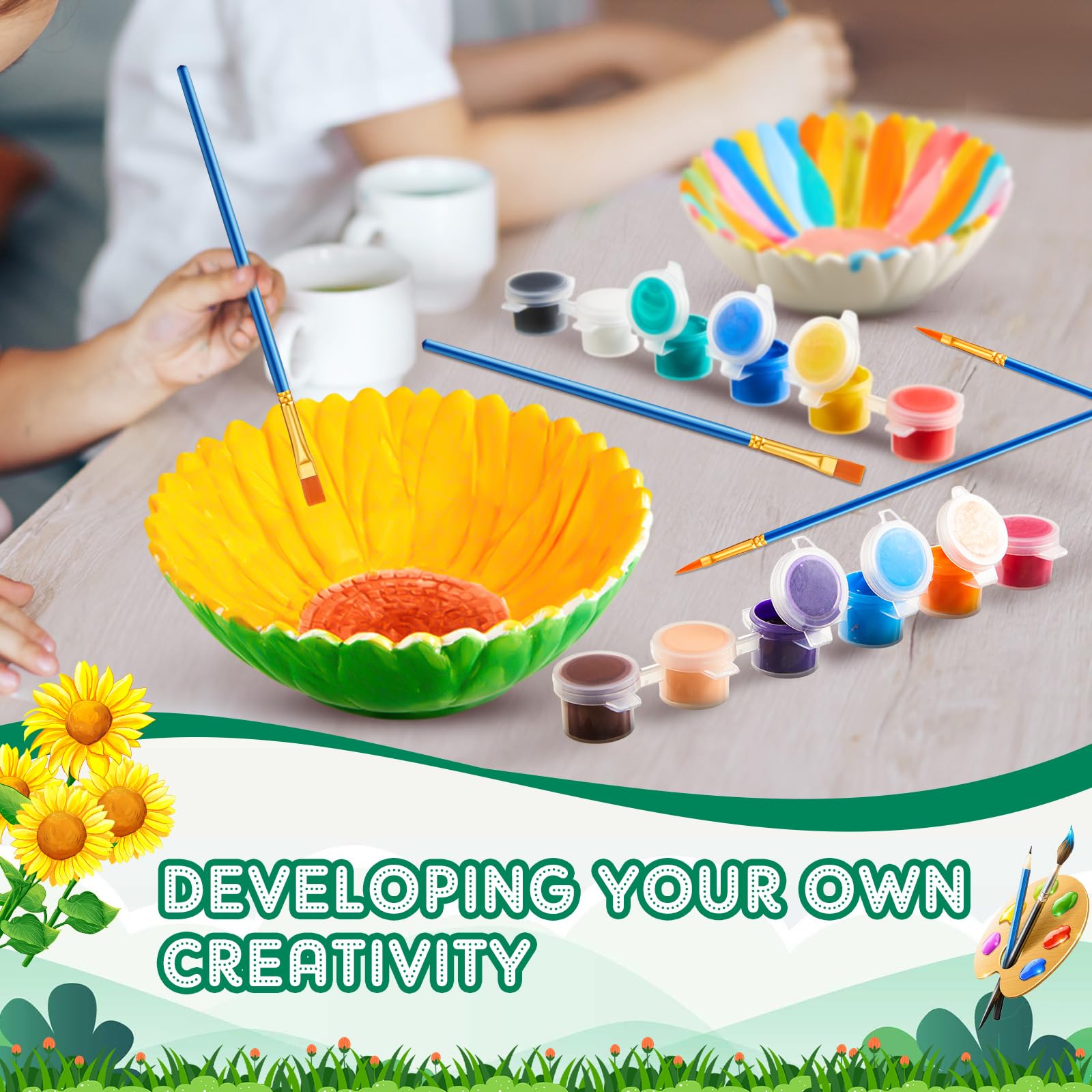 Snapklik.com : 12 Set Paint Your Own Ceramic Sunflower Bowl Keepsake ...