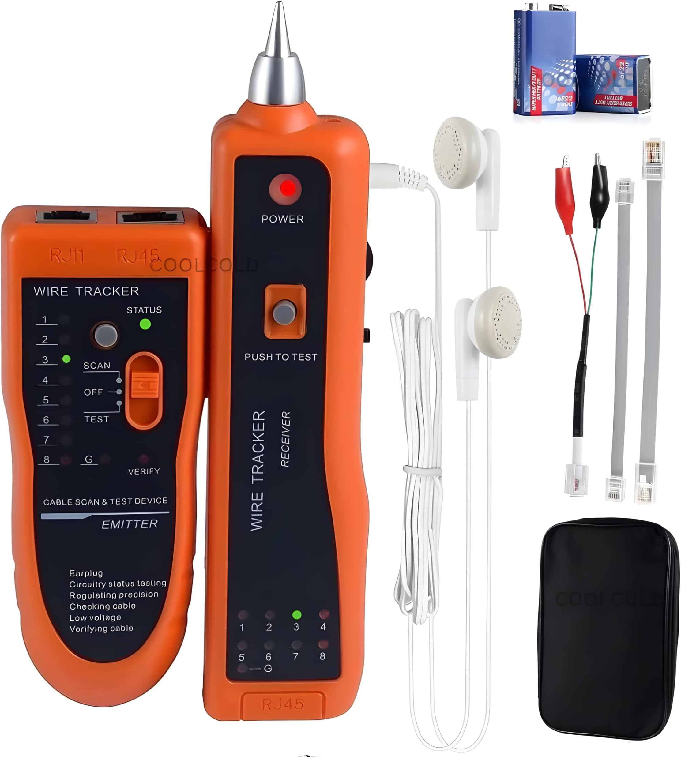 COOLCOLD Lan Tester with Wire Tracker, Tester, Cable Tracker, RJ11 RJ45 ...