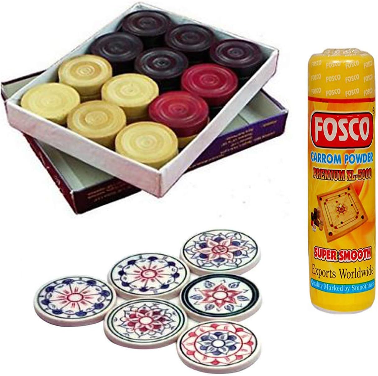 Optimus® Premium Carrom Combo R - 250 gm Disco Carrom Powder 1 Set ...