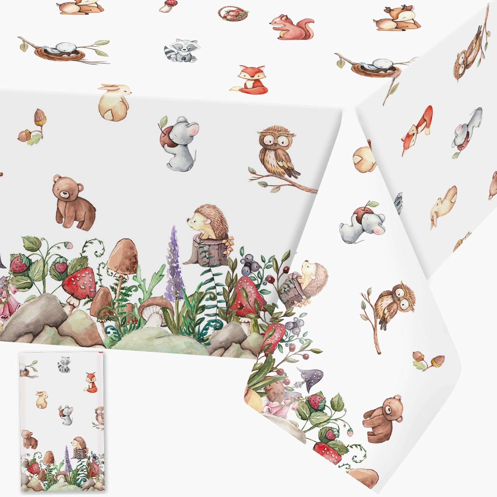 Woodland Animals Table Cloth Jungle Safari Plastic Table Cover ...