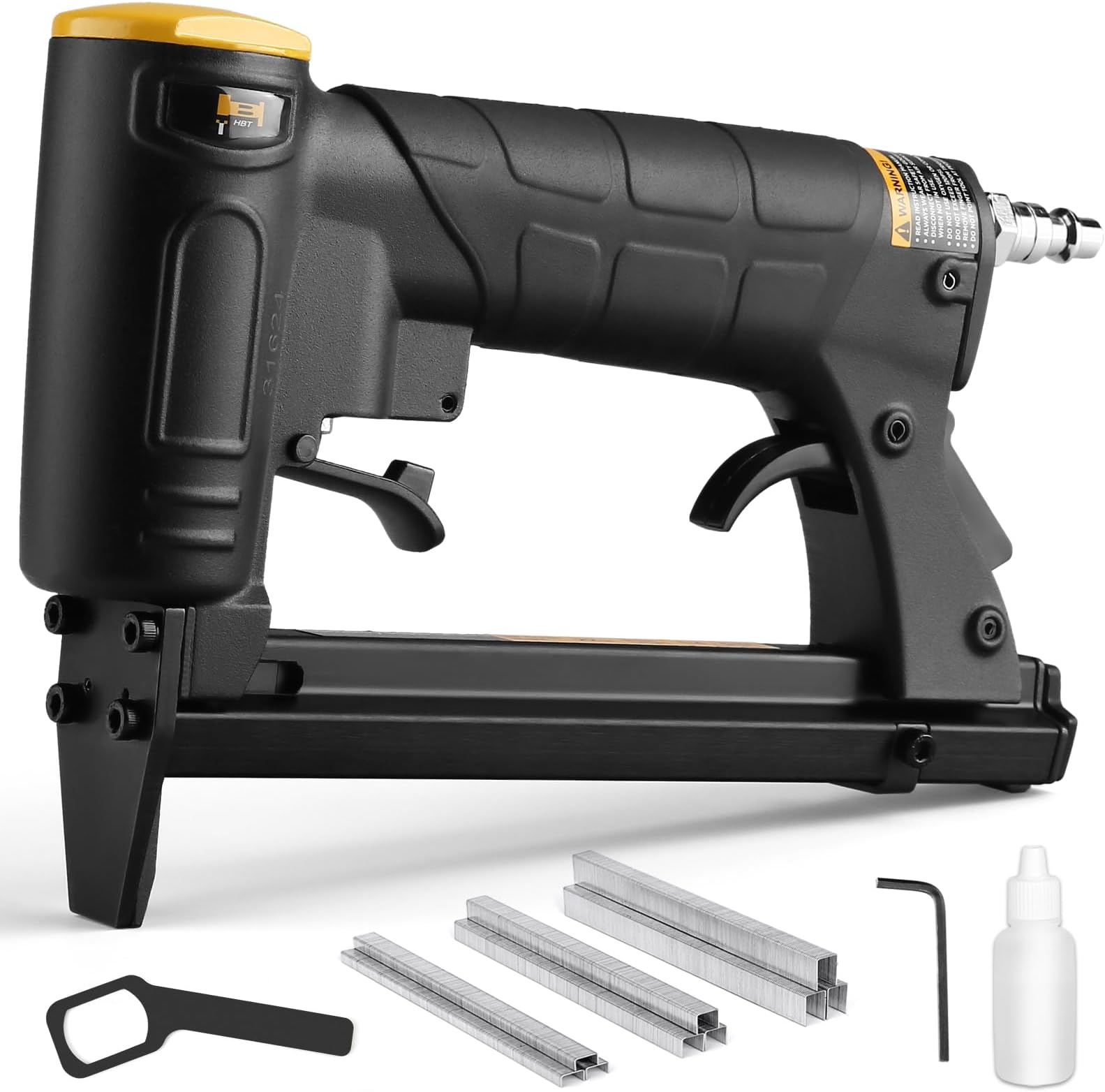 Pneumatic Upholstery Staple Gun, 21 Gauge 1/2" Wide Crown Air Stapler ...