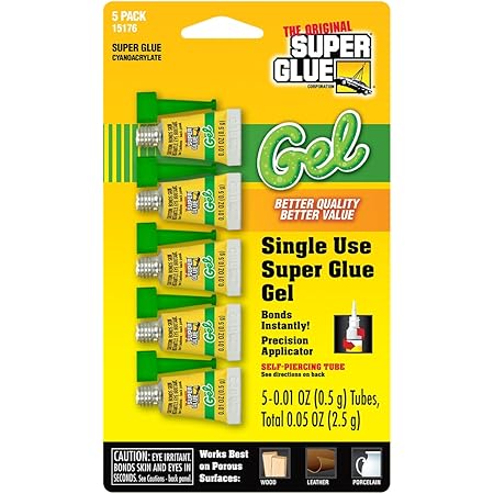 Amazon.com: Super Glue Liquid - Clear - 5 Mini Single Use Tubes - (Pack ...