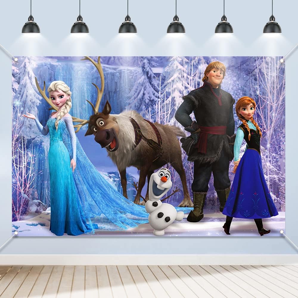 Amazon.com : Frozen Birthday Backdrop for Girls Birthday Party ...