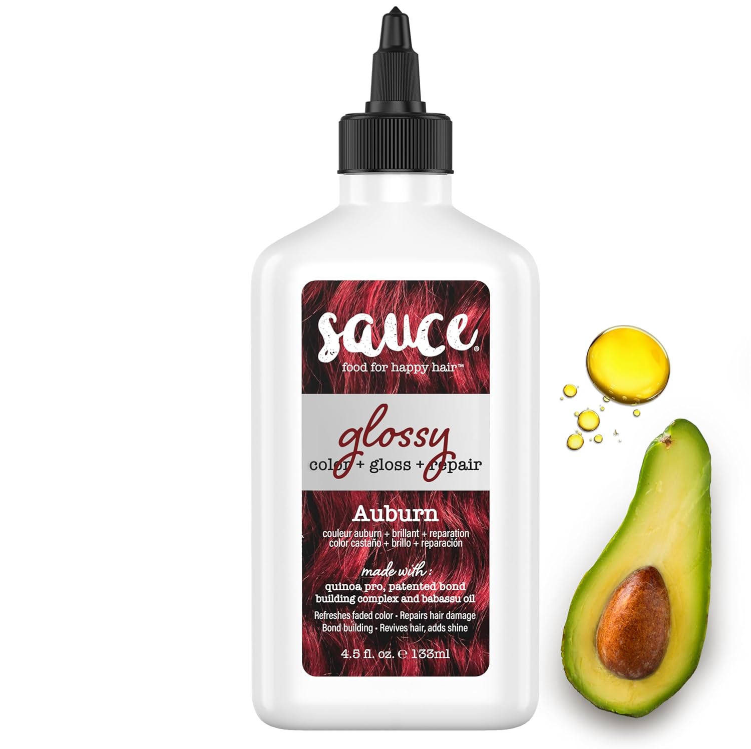 Amazon.com: Sauce Beauty Glossy Color + Gloss + Repair, Auburn, Semi ...