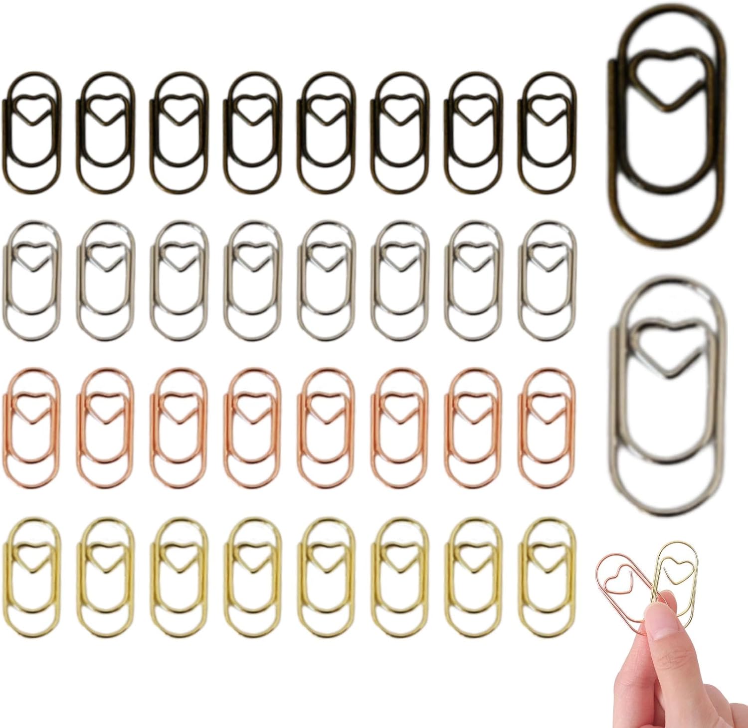 140pcs Paper Clips, Heart Shaped Paperclips Clamp, Mini Binding ...