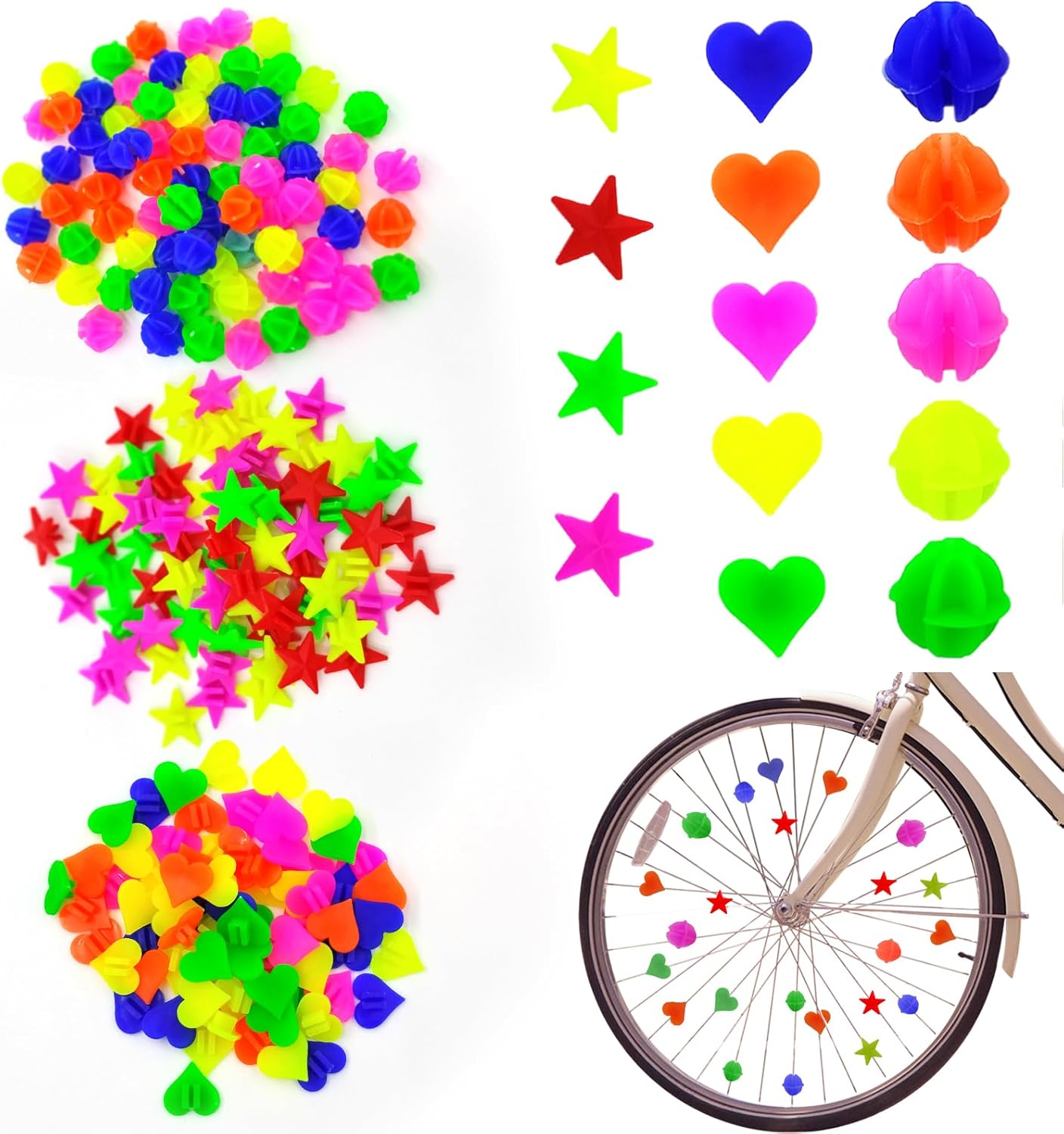 Amazon.com: 315 Pcs Bike Wheel Spokes Beads, Children's Plastic Clip Beads Bicycle Bike Spoke ...