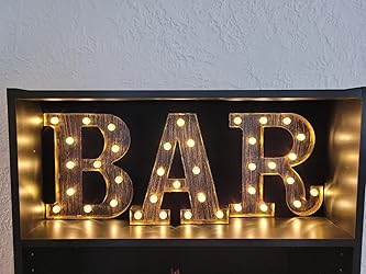Light Up BAR Sign, LED Vintage Letters Home Decor Name Signs ...