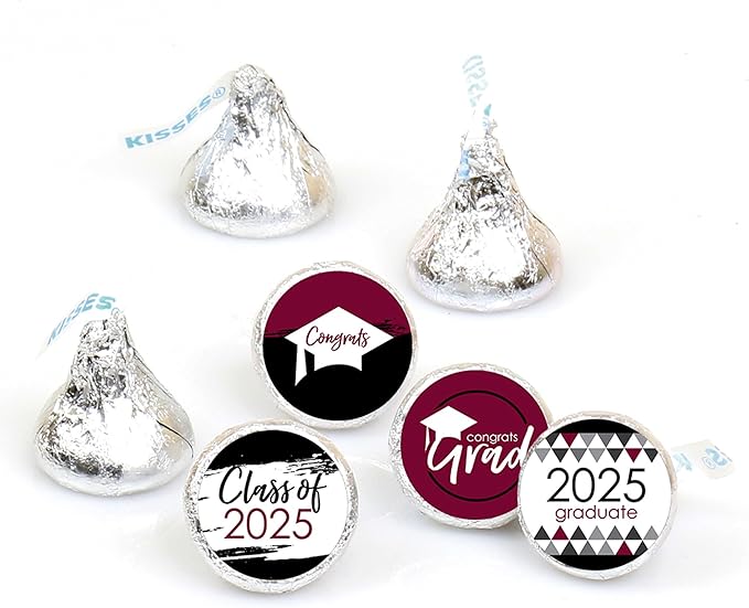 Amazon.com: Big Dot of Happiness 2025 Maroon Graduation Party Round ...