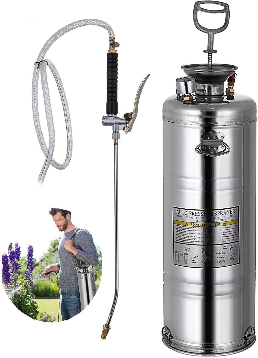 Amazon.com : Kweetle Stainless Steel Sprayer 3 Gallon - Steel Hand-Pump ...